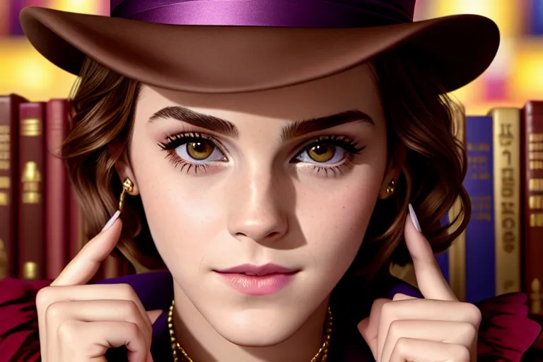 Dopamine Girl - a digital art of,emma watson,wearing willy wonka,lying ...