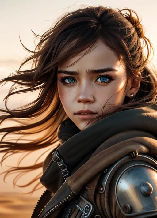 Dopamine Girl Wide Portrait Close Up Scale Cute Girl Mad Max Style