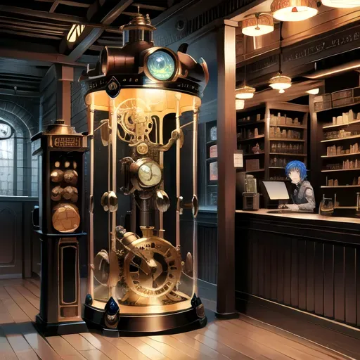 Steampunk, ((time machine)), cogs, pipes, brass and copper, ... - AI ...