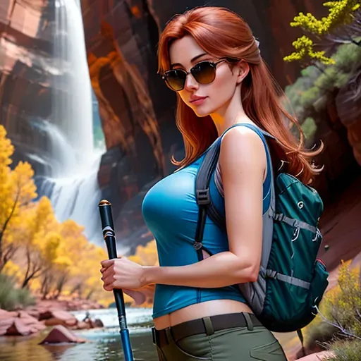 Anna in Zion National Park in summer. hiking the Narrows wit... - AI ...