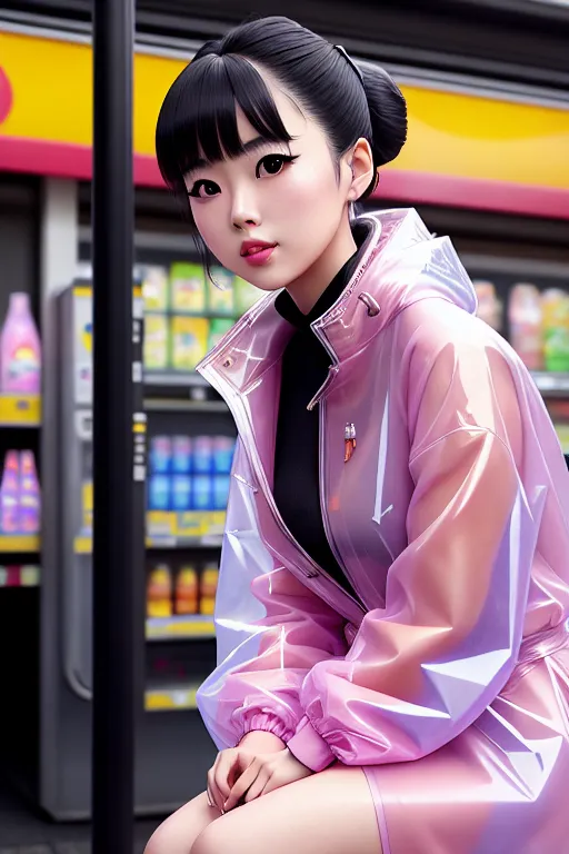 Dopamine Girl - a digital painting of,kana hashimoto,wearing ...