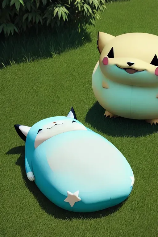 a large Snorlax laying in the grass, pokemon, 4k, anatomical... - AI ...