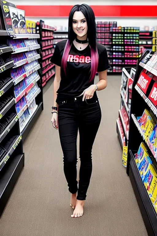 downward perspective of gorgeous topless barefooted slender ... - AI ...