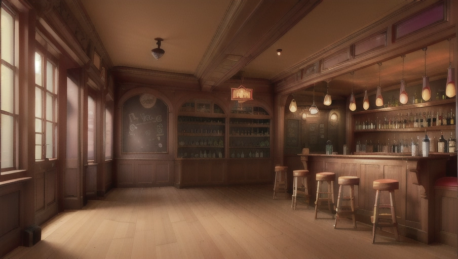 Interior shot of dingy, run-down victorian pub. Wide-angle ... - AI Art ...