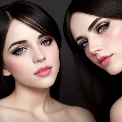 twins,lesbian scisoring,a photo shot of,large breasts,bangs,... - AI ...