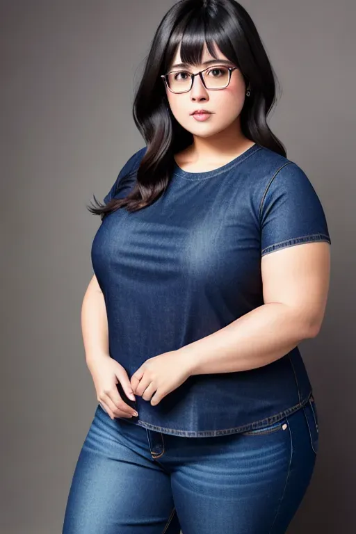 Dopamine Girl - a photo of,chubby woman,shoulder-length dark hair ...