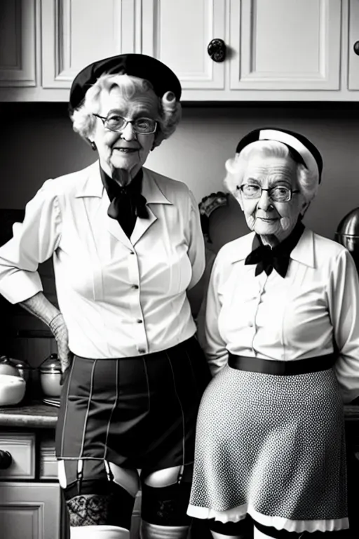 Dopamine Girl Two Grannies In Stockings And Garter Belts Posing For