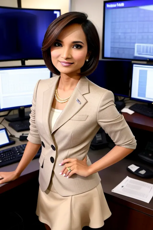 Dopamine Girl - Aishah Hasnie, dark tan, Arab ethnicity, short hair ...