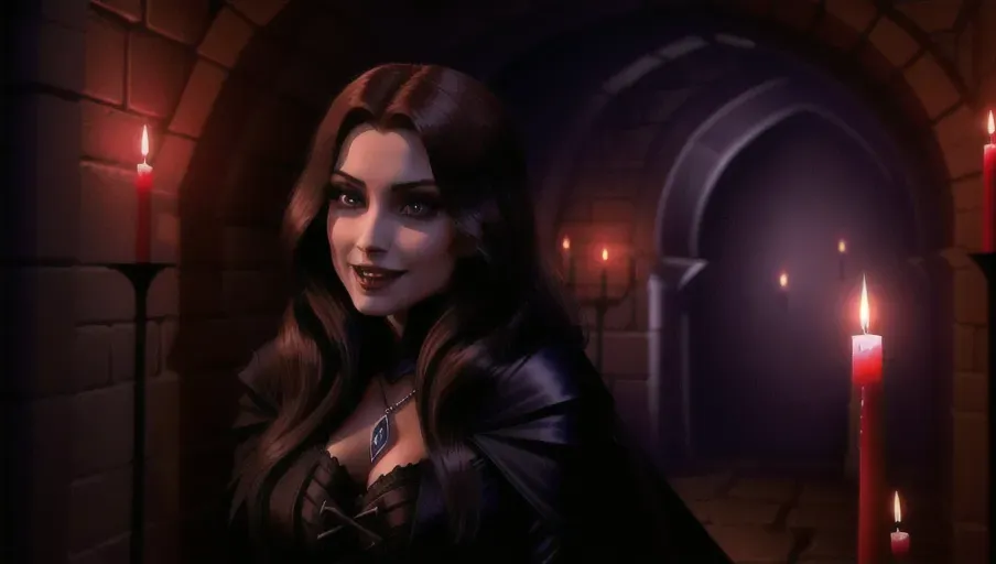 Dopamine Girl - in a dark and very foggy castle crypt. laying in a ...